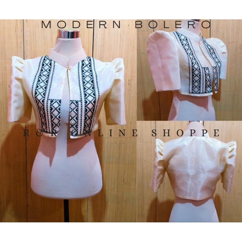Modern Bolero with collar/Filipiniana Top/Actual Photo | Shopee Philippines