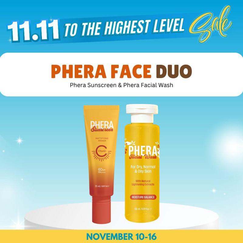 Phera Duo ( Phera Sunscreen & Phera Facial Wash ) | Shopee Philippines