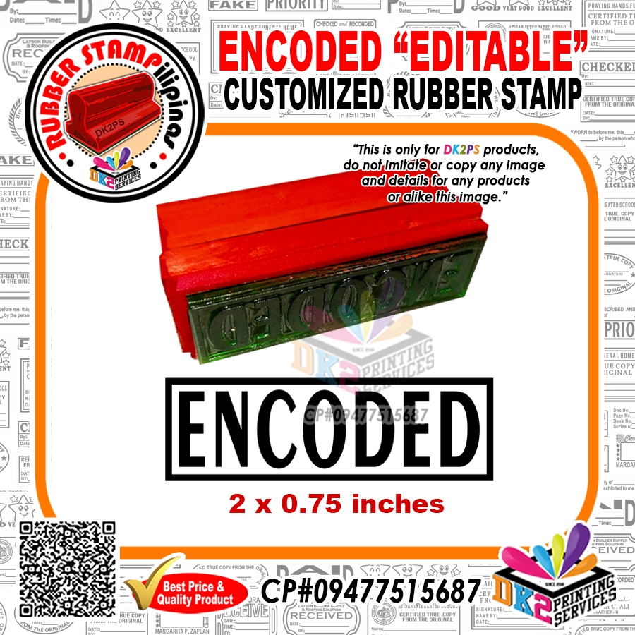 ENCODED "EDITABLE" PERSONALIZED or CUSTOMIZED RUBBER STAMP | Shopee ...