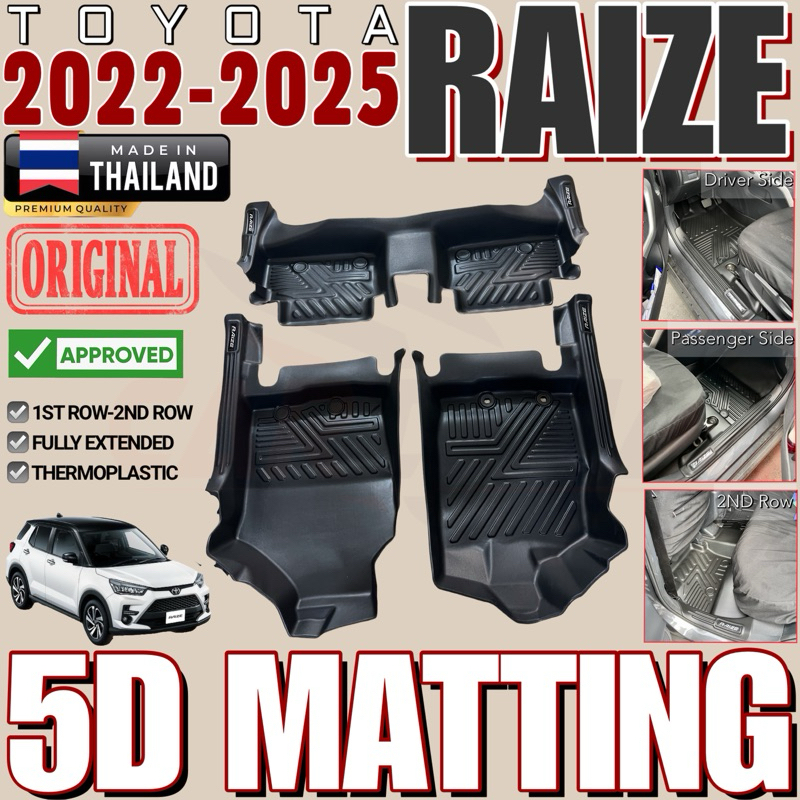 TOYOTA RAIZE 2022-2025 PREMIUM 5D DEEP DISH MATTING FULLY EXTENDED ...