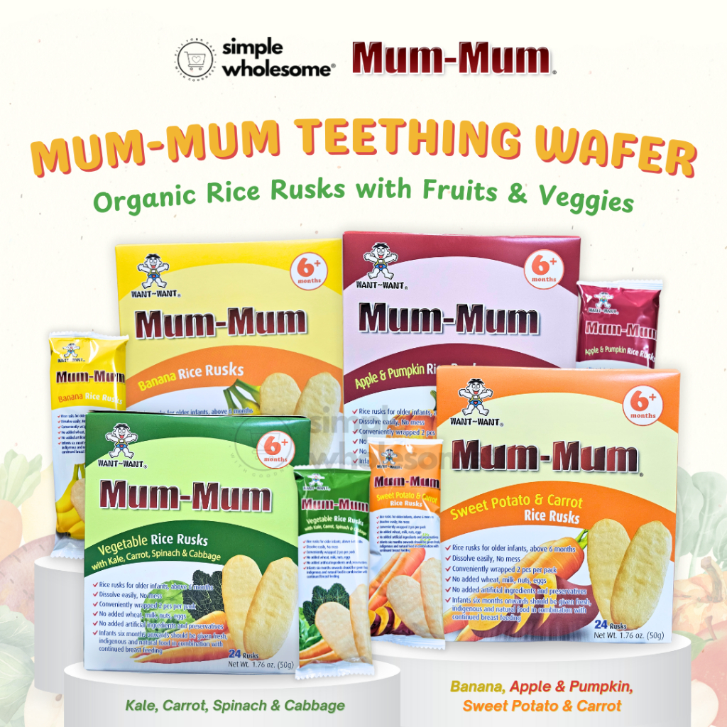 Mum-Mum Baby Organic Teething Rice Snack Biscuit Wafer Banana Apple ...