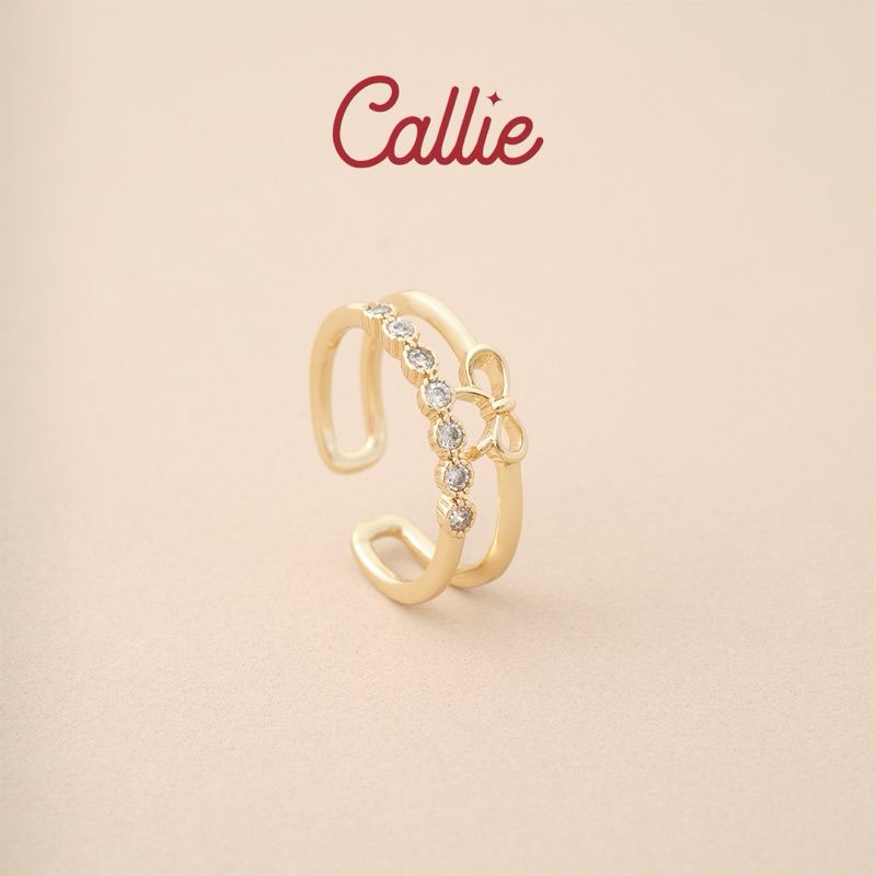 Callie 14k Gold Plated Dazzle Bow Ring Layered Adjustable Shop Callie ...