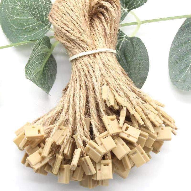 100PCS Jute Rope String Snap Lock Clothing Price TagHemp Hang Tag Rope ...