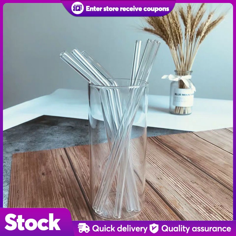 Glass Straw transparent straight straw beverage bent straw reusable ...