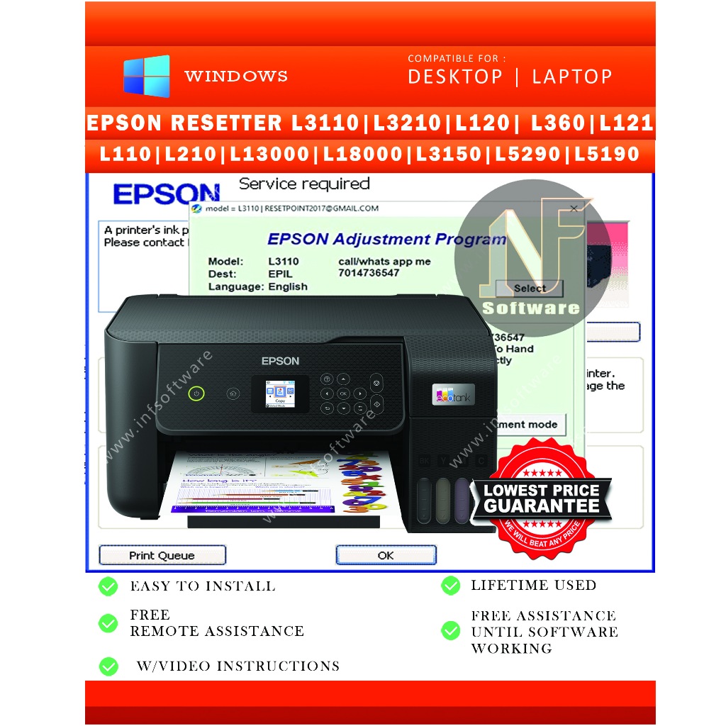 Epson L3210|L3110|L120|L121|L360|L1300|L1800|L110|L1220 Lifetime used ...