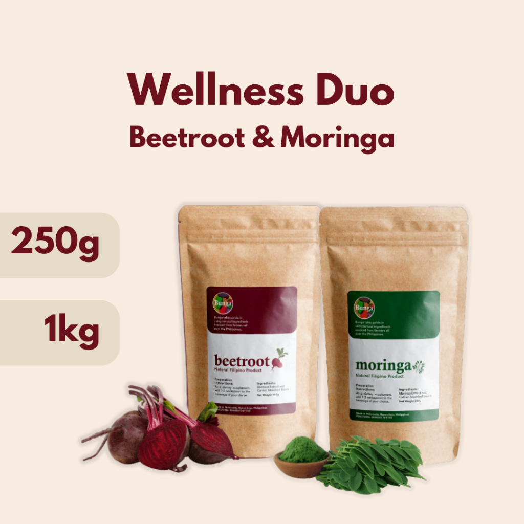Bunga Wellness Duo - Natural Beetroot and Moringa Powder (195g, 250g ...