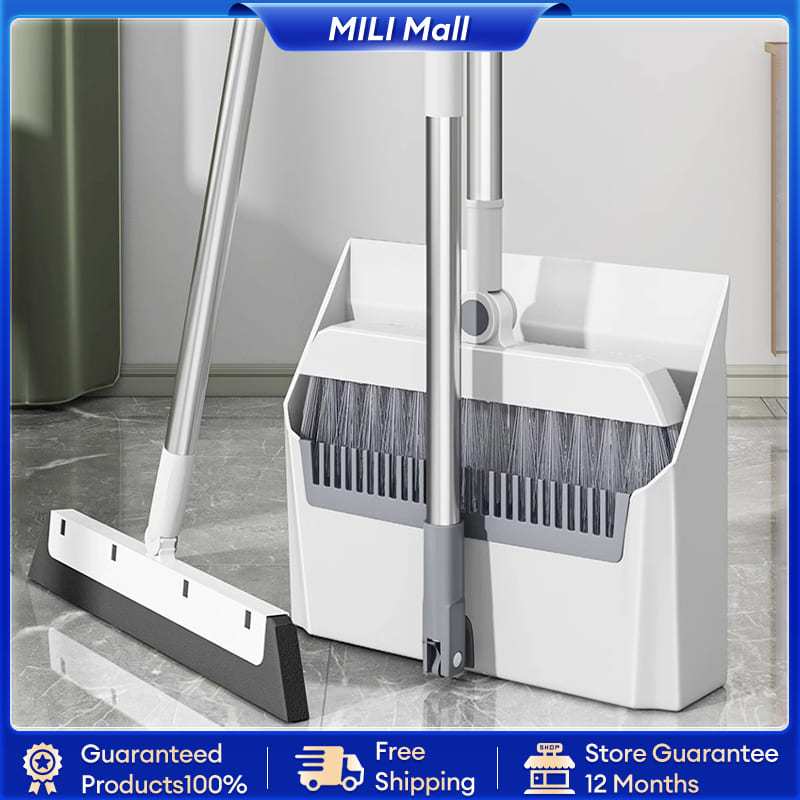 MILI Foldable Broom Dustpan Set Household Floor Cleaning Set Rotating Broom With Dustpan ...