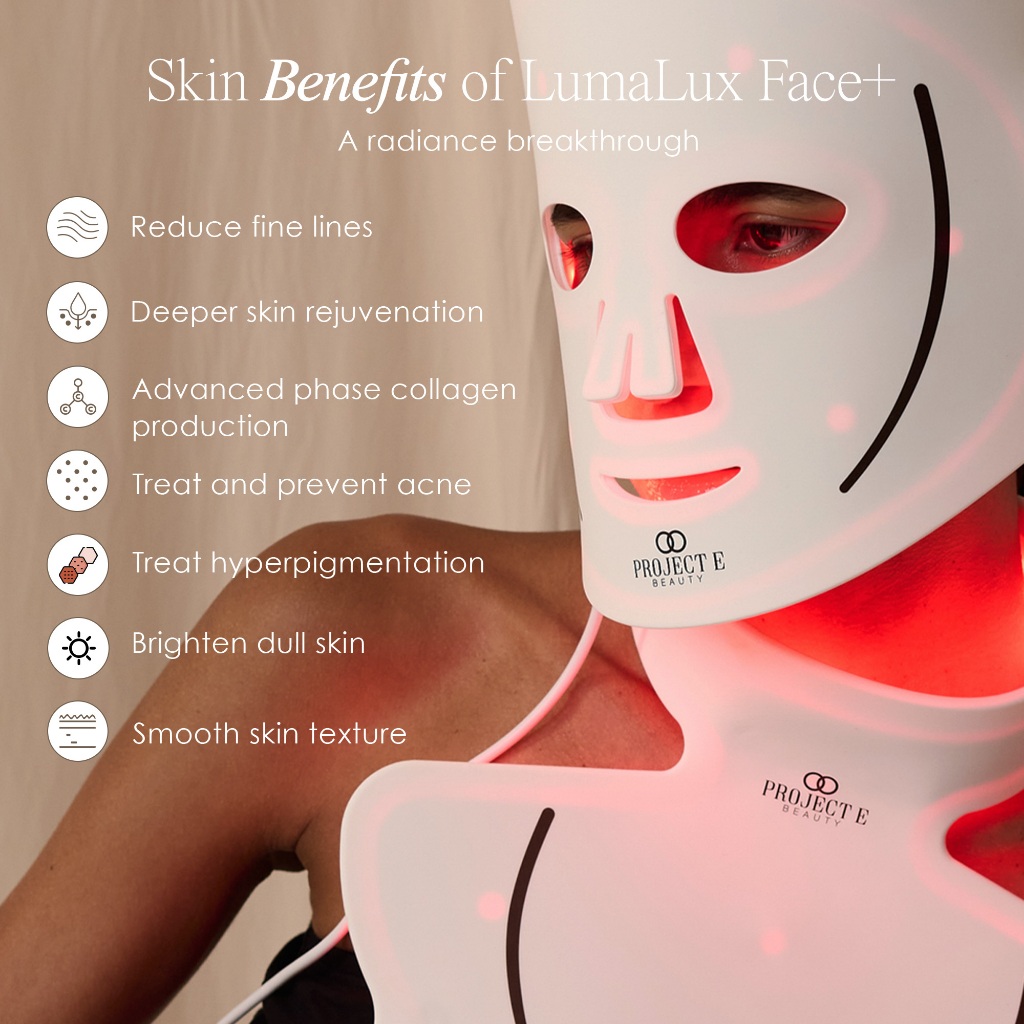 Project E Beauty Lumalux Face+ | Pro LED Light Therapy Face & Neck Mask ...