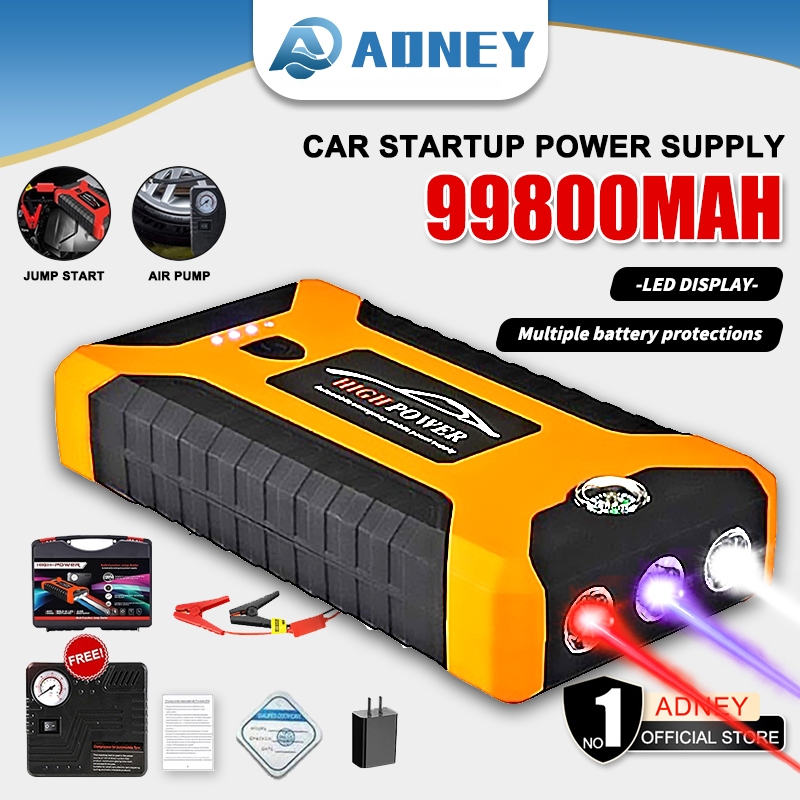 98800mAh Car Jump Starter 12V Multi-Function Emergency Power Bank ...