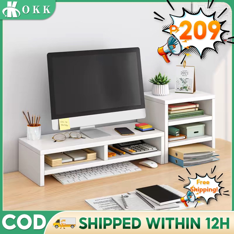 【Ship Today】Wooden Monitor Holder Bracket Computer Stand Desktop ...