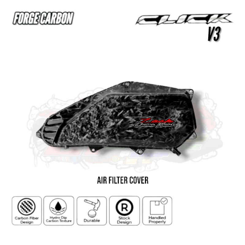 NEW!! Honda click v3 forged hydro dip carbon glossy airfilter cover ...