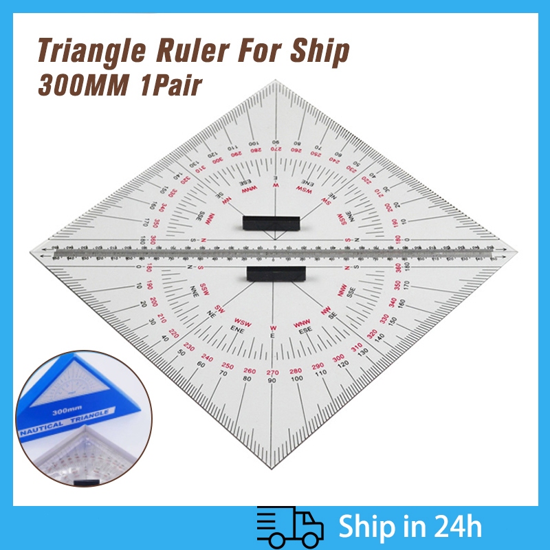 300mm Chart Drawing Triangle Ruler for Ship Drawing Nautical Protractor ...