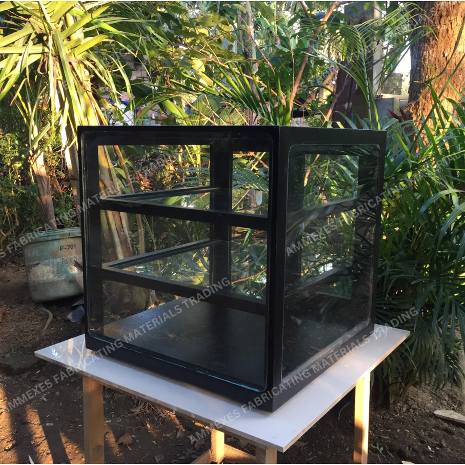 Antares: Box Square style 3 Layer Pastry Bread Glass Display (BLACK ...