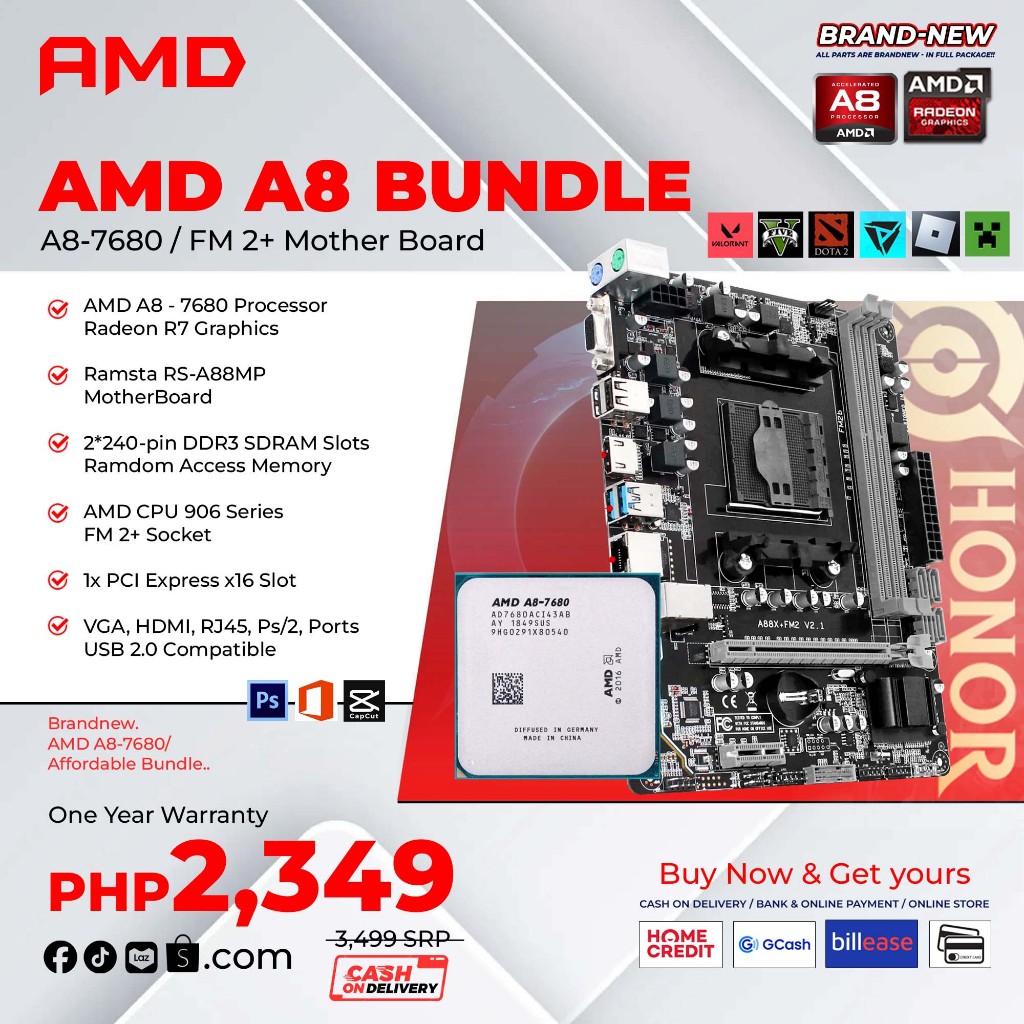 BRANDNEW BUNDLE PACKAGE AMD A8 7680 MOTHERBOARD PROCESSOR | Shopee ...