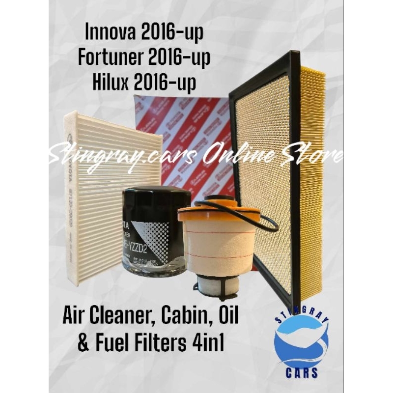 4in1 Air Cleaner, Cabin, Fuel & Oil Filters for Toyota Innova, Fortuner ...
