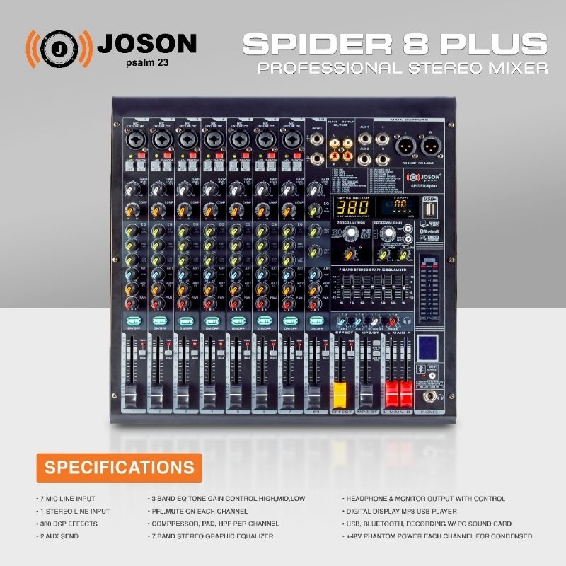 Joson Spider 8 PLUS Professional Audio Mixer (8 Channel) | Shopee ...