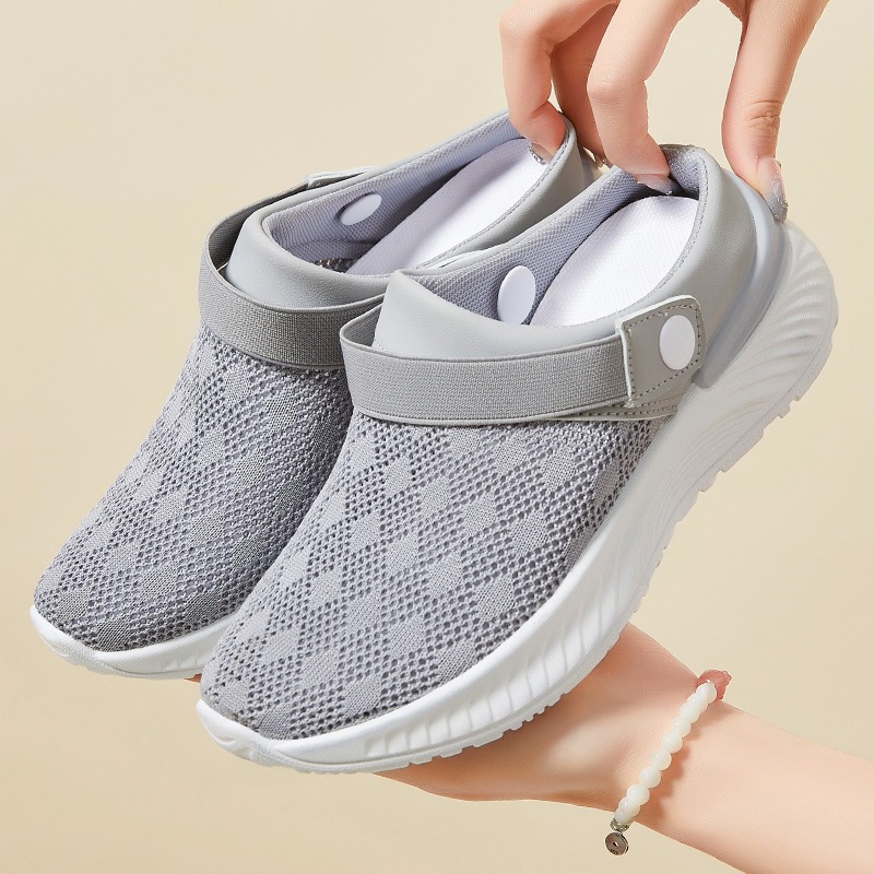 Summer Half Rubber Shoes For Women On Sale Fly Woven Casual Walking ...