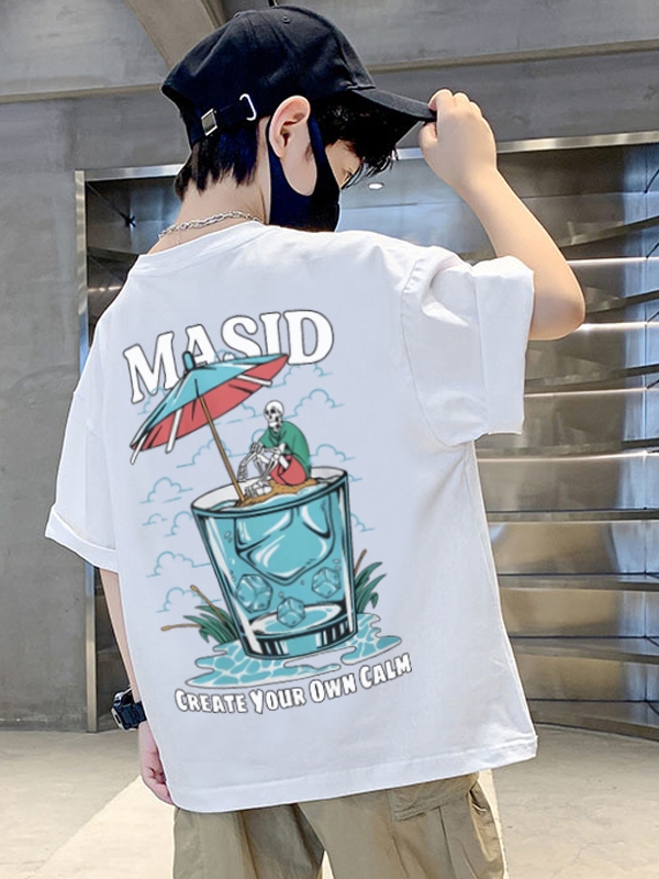 MASID Kids Shirts Loose Korean Cut Tops Boys Girls Universal Short ...