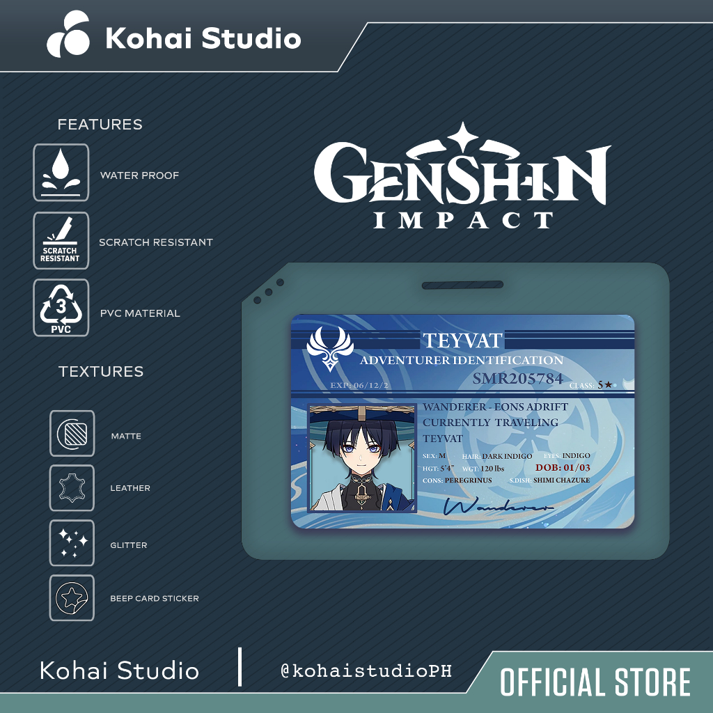 Genshin Impact ID Card Adventurer Identification Cosplay BEEP Sticker ...