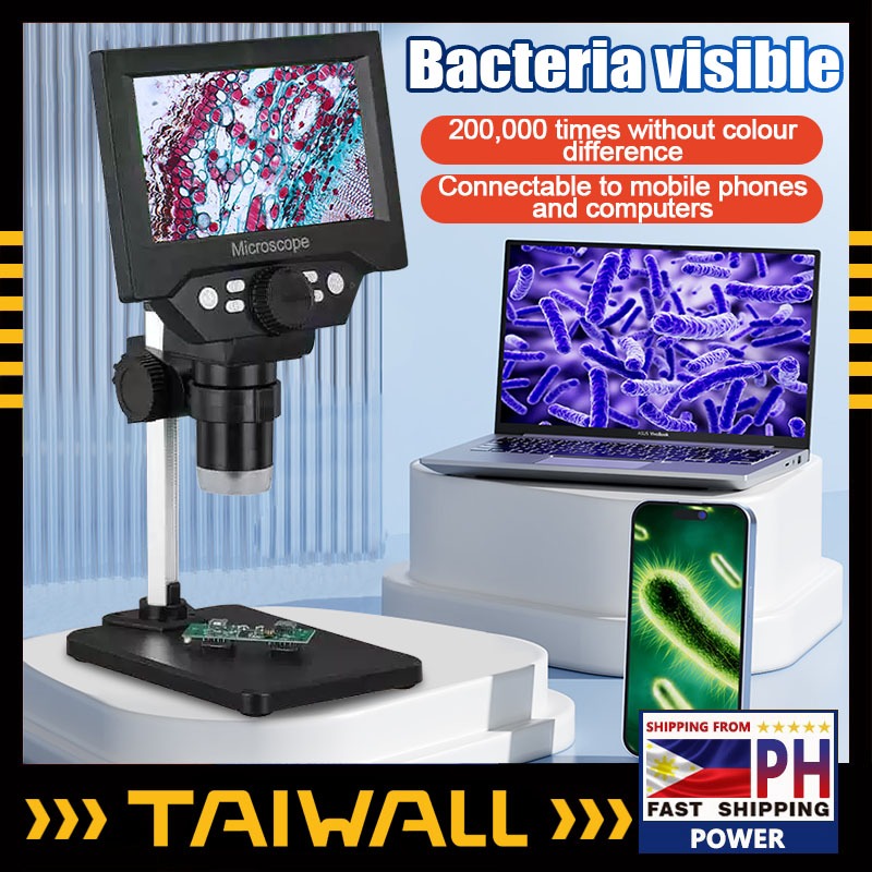 10MP 1-1000X Digital Microscope 5.5 Inch LCD Display Magnification ...