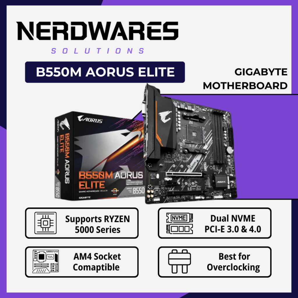 GIGABYTE B550M AORUS ELITE AMD AM4 Socket DDR4 MATX Motherboard ...
