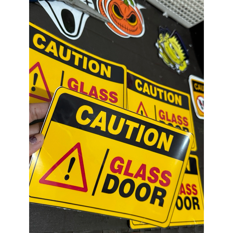 CAUTION GLASS DOOR STICKER WATERPROOF 4x5inchs 2pcs | Shopee Philippines