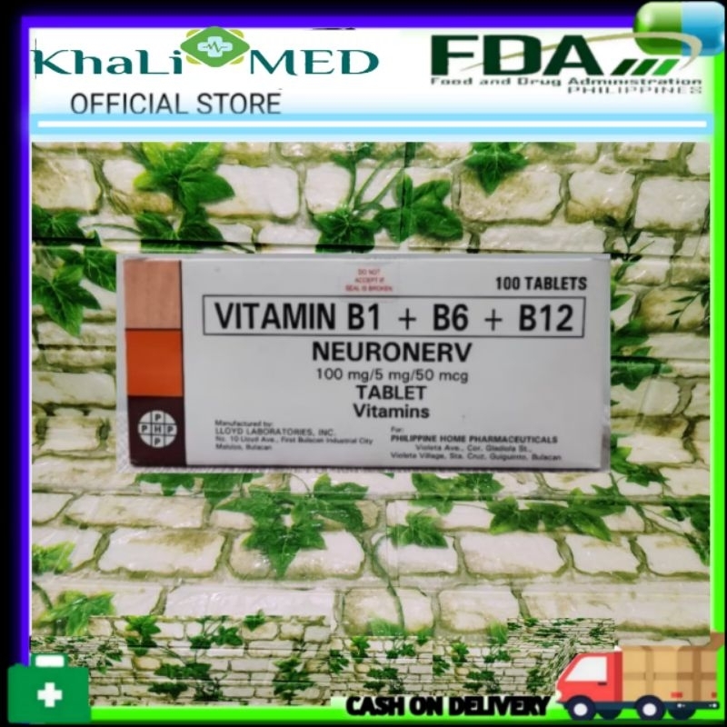 NEURONERV (Vitamin B-complex) 100mg/5mg/50mcg Tablet vitamins 100 ...