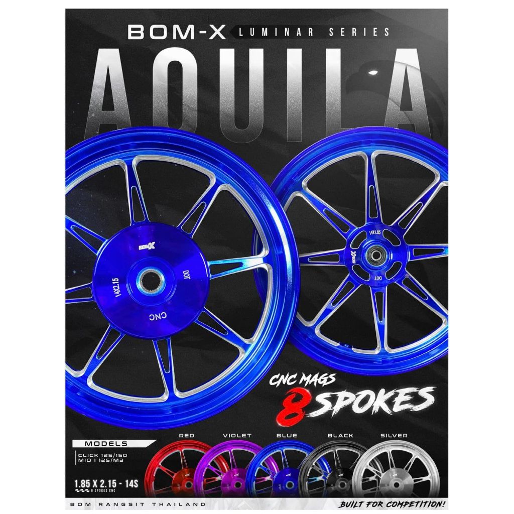 BOM RANGSIT Mags CNC-8 Spokes Alloy Rim Mags Honda Click 125 Motorcycle ...