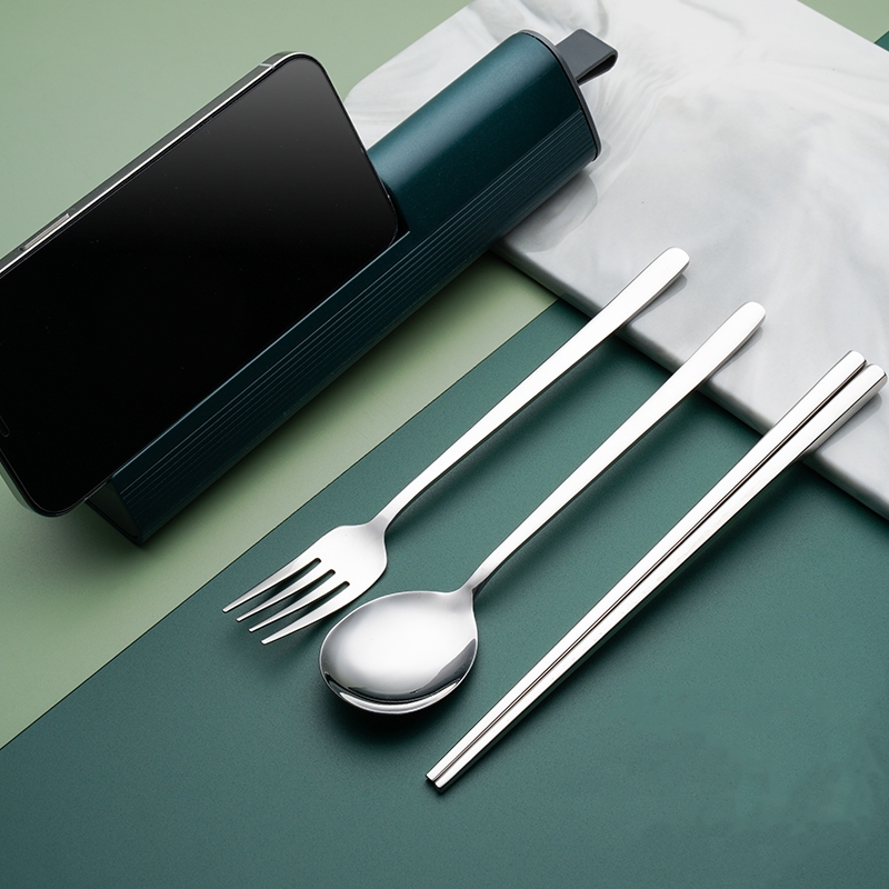Portable Tableware Chopsticks Spoon and Fork Set 304 Stainless Steel ...