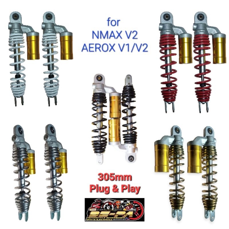 DUAL Rear Shock for NMAX V2/AEROX V1 & V2 by OWENS (305mm) w/GAS TANK ...