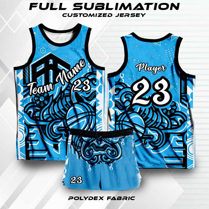 Sublimation Basketball Sando & Short blue Customized name,team and ...
