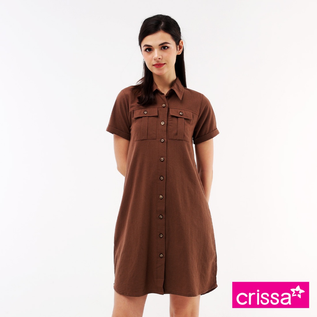 Crissa Cotton Linen Short Sleeves Dress CLDT29-0048 | Shopee Philippines