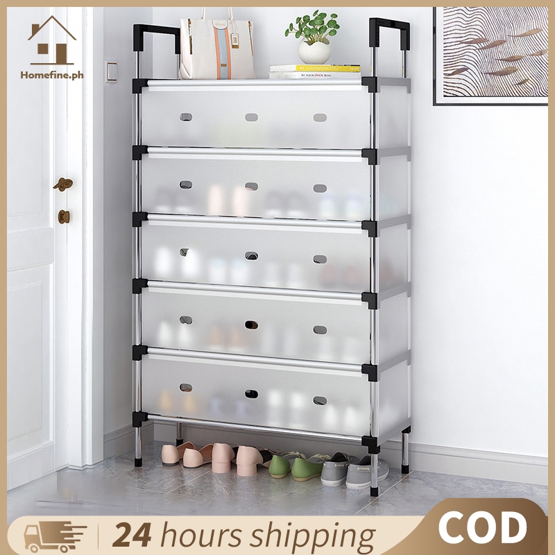 COD⭐3-5 Layers Shoe Rack Tier Stackable Shoes Organizer Shoe Box ...