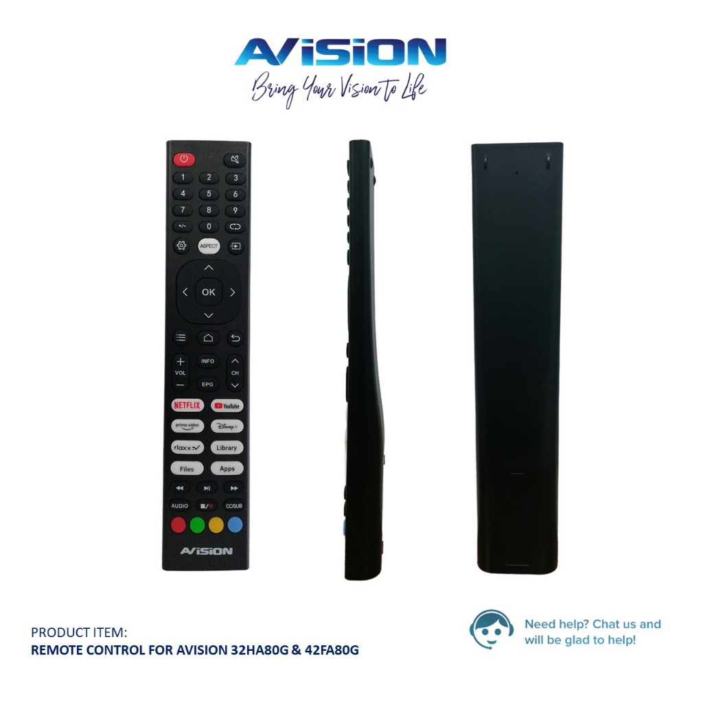 Remote Control for Avision Smart Digital TV Model 32HA80G & 42FA80G ...