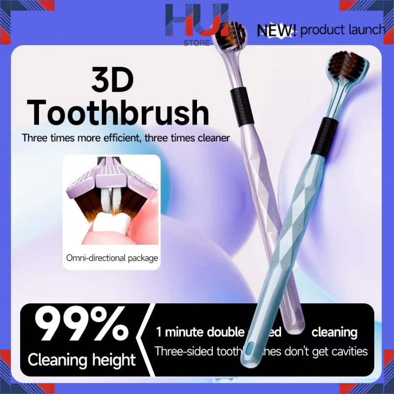 Toothbrush 4-piece set Three-sided toothbrush for tongue brushing 360 ...