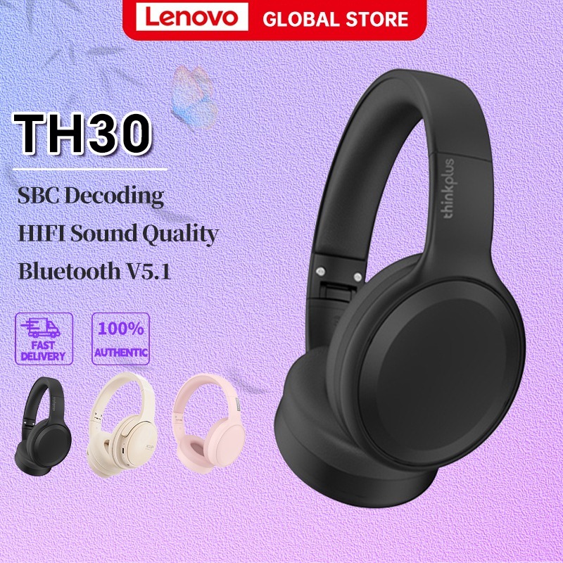 Lenovo TH30 Bluetooth Headphone Gaming Noise Reduction Smart Touch With ...