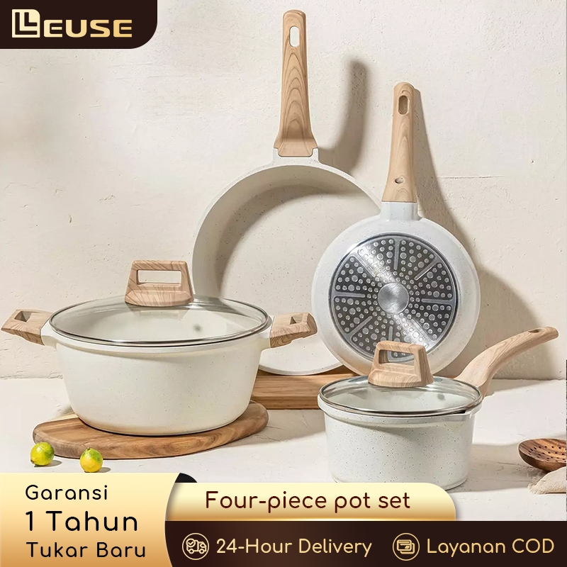 【LEUSE】Medical Stone Non-Stick Cookware Set - 5 Colors - Healthy Frying ...