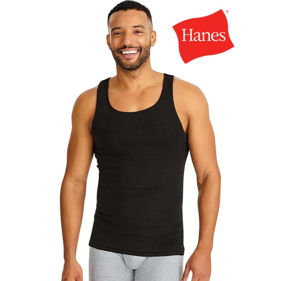 3 pcs HANES Tagless Tanks Black Color 100% COTTON | Shopee Philippines