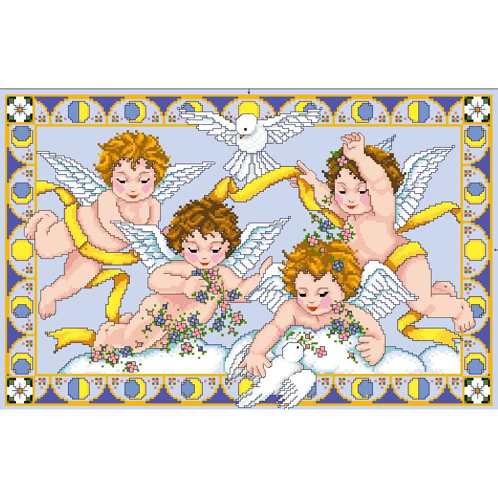 Cross stitch PATTERN only Celestial CHERUBS - Angel Design in Cross ...