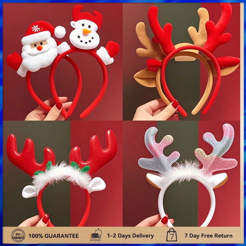 Christmas hat headband headdress antler tree bow cartoon cute funny ...