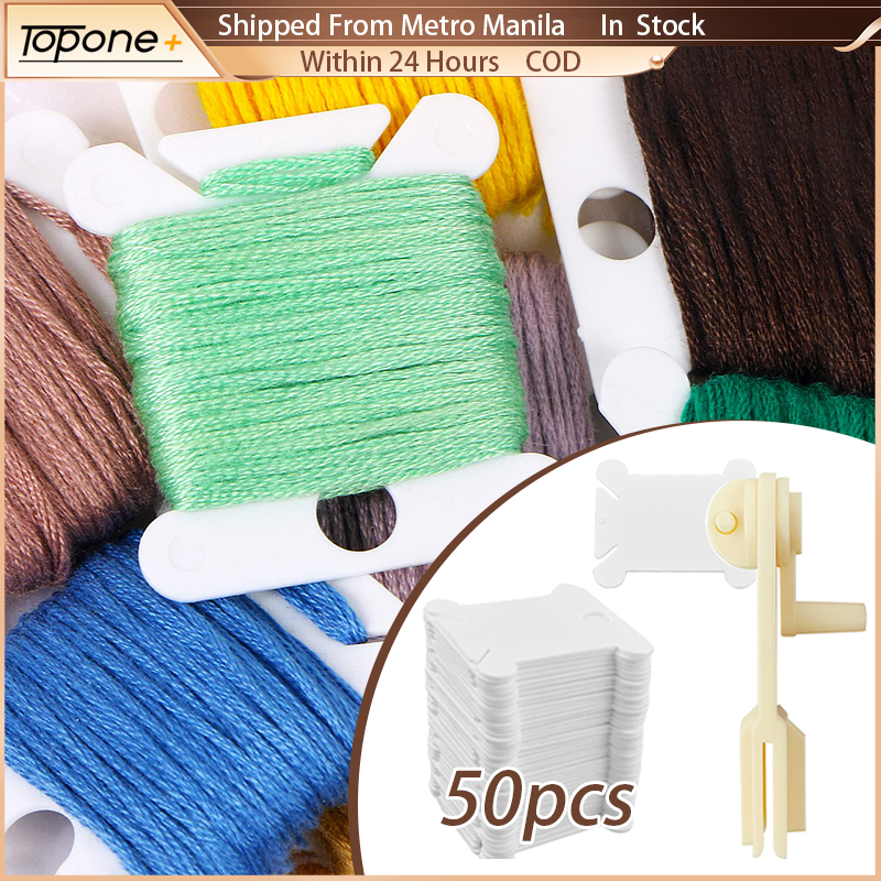 50pcs Embroidery Thread Sewing Thread Board Card With Manual String ...