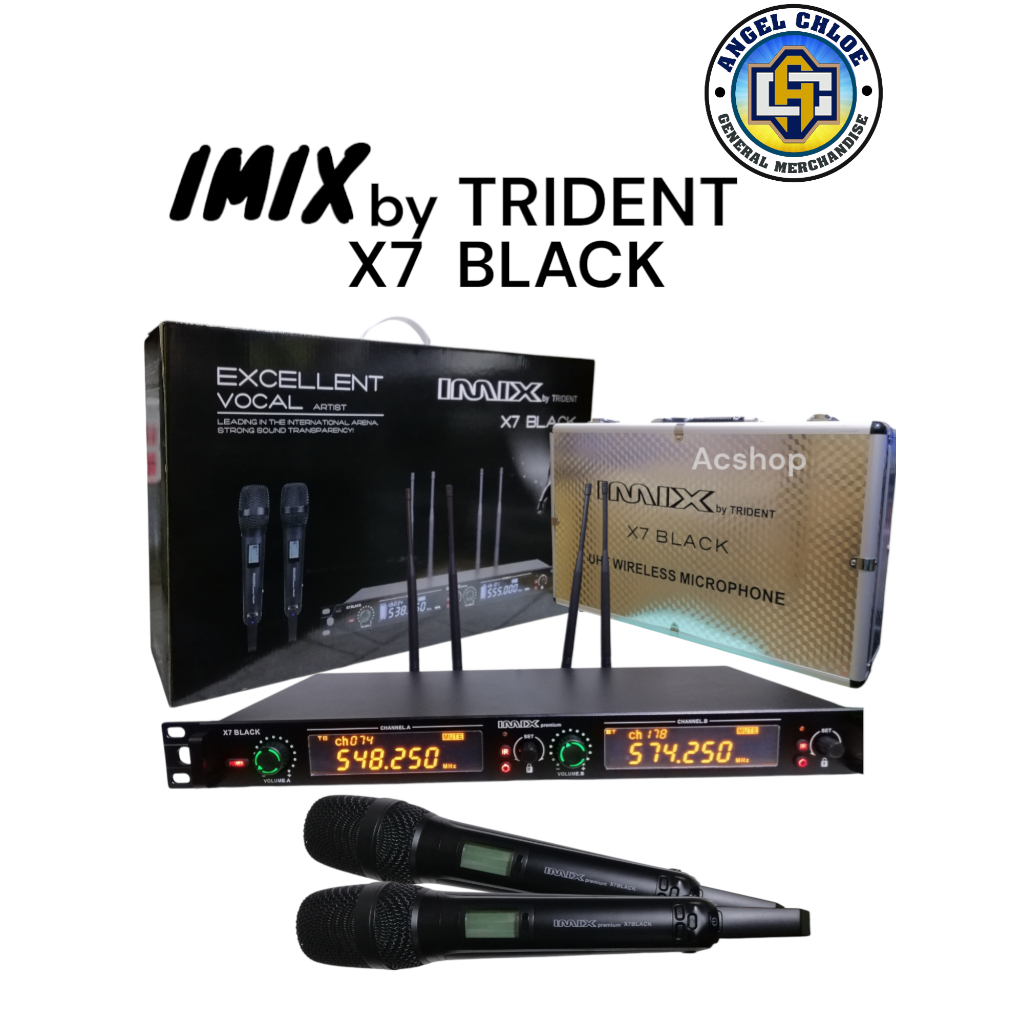 IMIX X7 black dual wireless microphone with frequency sets to adjust w ...