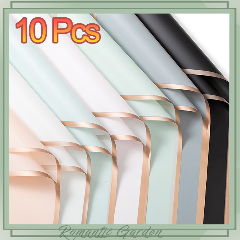 Flower Wrapping Paper Gold Border Jelly Color Packaging Paper Matte ...