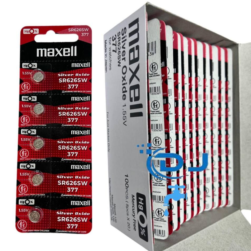 1box SR626SW 377 1.55V Original Maxell Silver oxide Battery (20pads ...