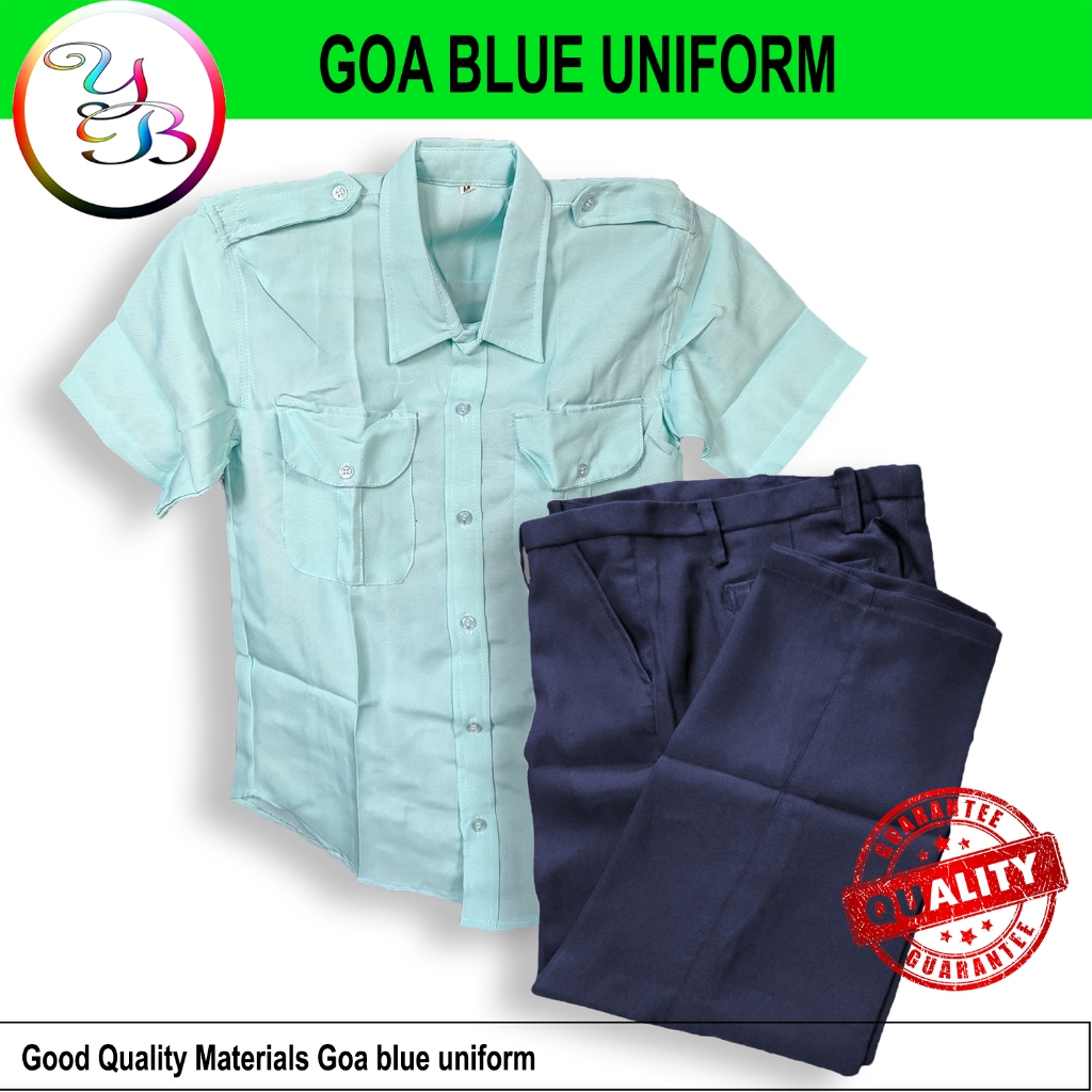 Goa blue uniform set (gabardine fabric) Good quality uniform | Shopee ...