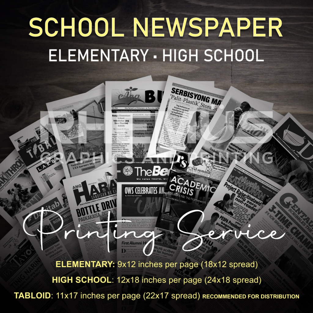 Order by set EVENT / SCHOOL NEWSPAPER Print only • Tabloid Elementary ...