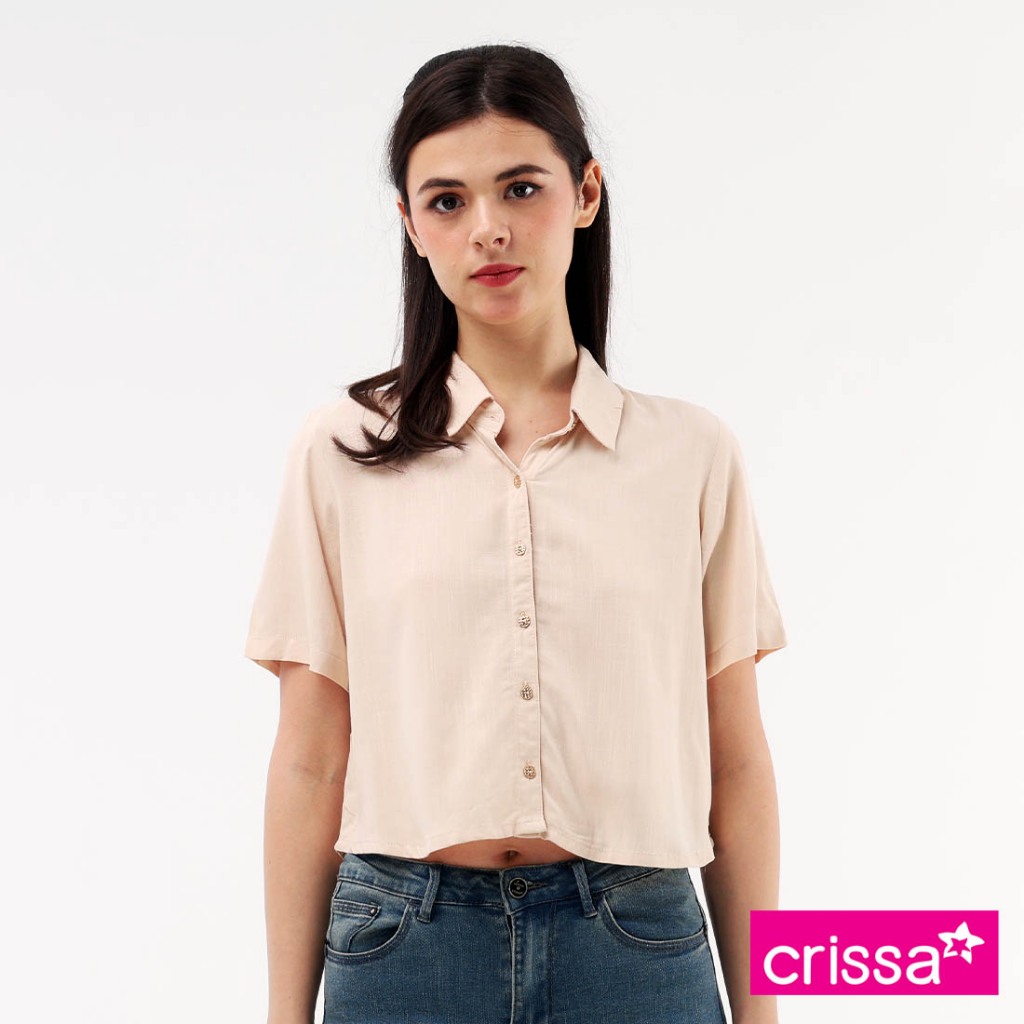 Crissa Soft Linen Woven Short Sleeves Blouse CSTT29-0033 | Shopee ...