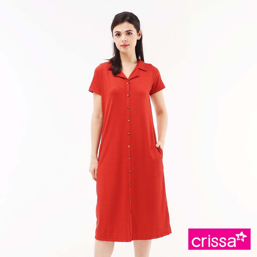 Crissa Textured Rib Knits Short Sleeves Dress CSDT13-0036 | Shopee ...