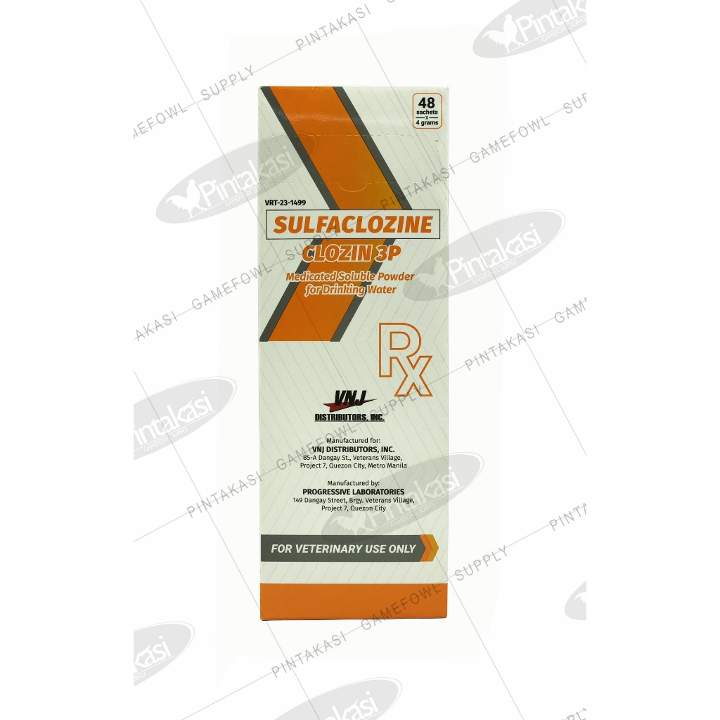 1 box Clozin 3P Sulfaclozine 4g Medicated Soluble Powder for Gamefowl ...