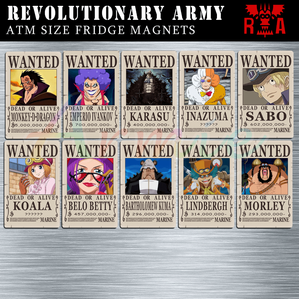 Revolutionary Army | One Piece Wanted Posters ATM Size Ref Magnets ...